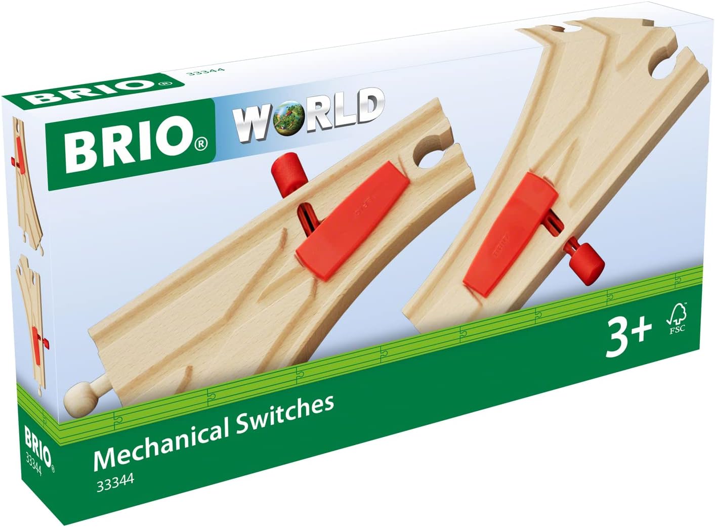 BRIO World Mechanical Switches Wooden Train Track - 2 Pack for Kids 3