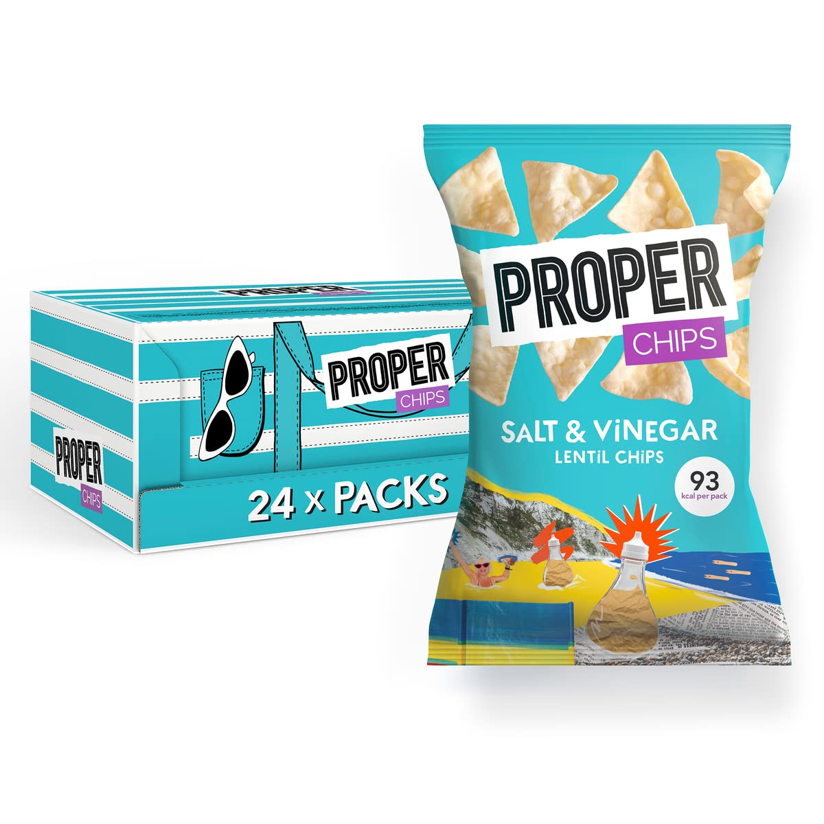 PROPER PROPERCHIPS Lentil Crisps Vegan Gluten Free Snack Packs 24 x 20