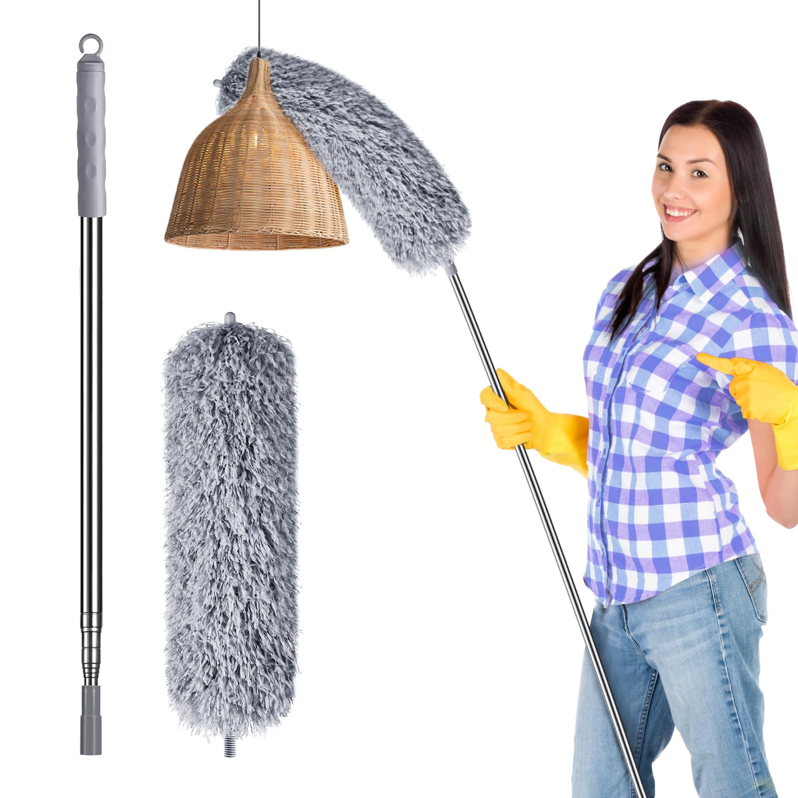 Lychico Extendable Feather Duster - Bendable Microfiber Duster with Te