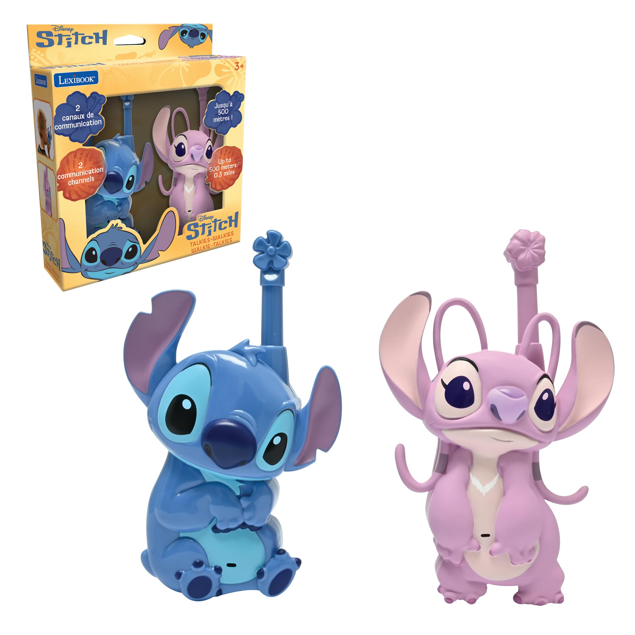 Lexibook Disney Stitch and Angel 3D Walkie-Talkies - 500m Range, 2-Pac