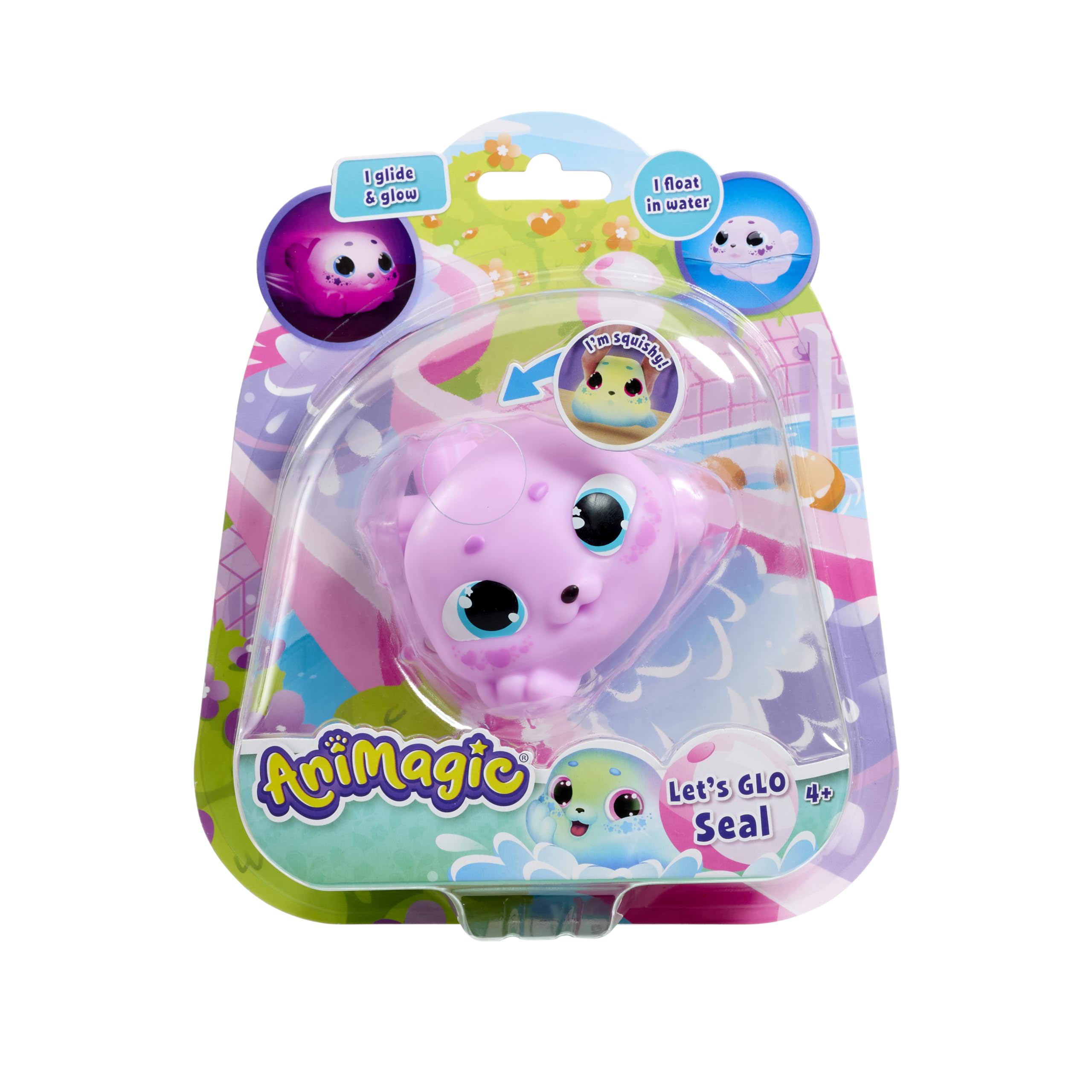 Animagic Let's Glo Seal - Pink | Glowing, Gliding, Squishy Interactive