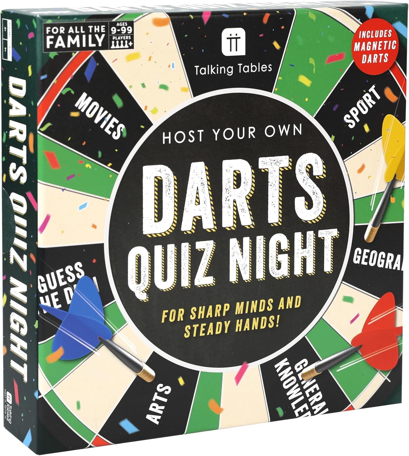 Talking Tables Magnetic Darts Quiz Night Pub Game - Trivia & Dartboard