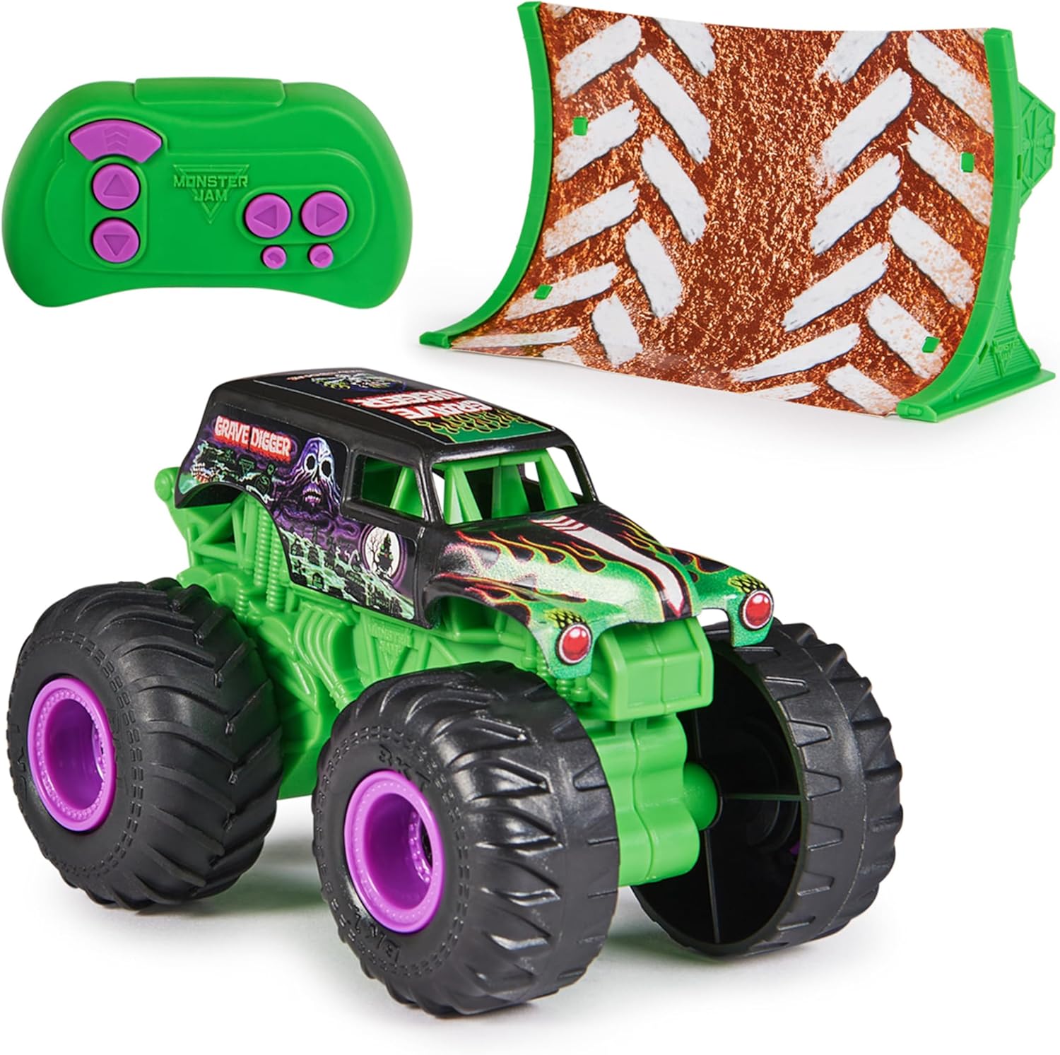 Monster Jam Grave Digger 1:64 Scale RC Truck with Ramp - Remote Contro