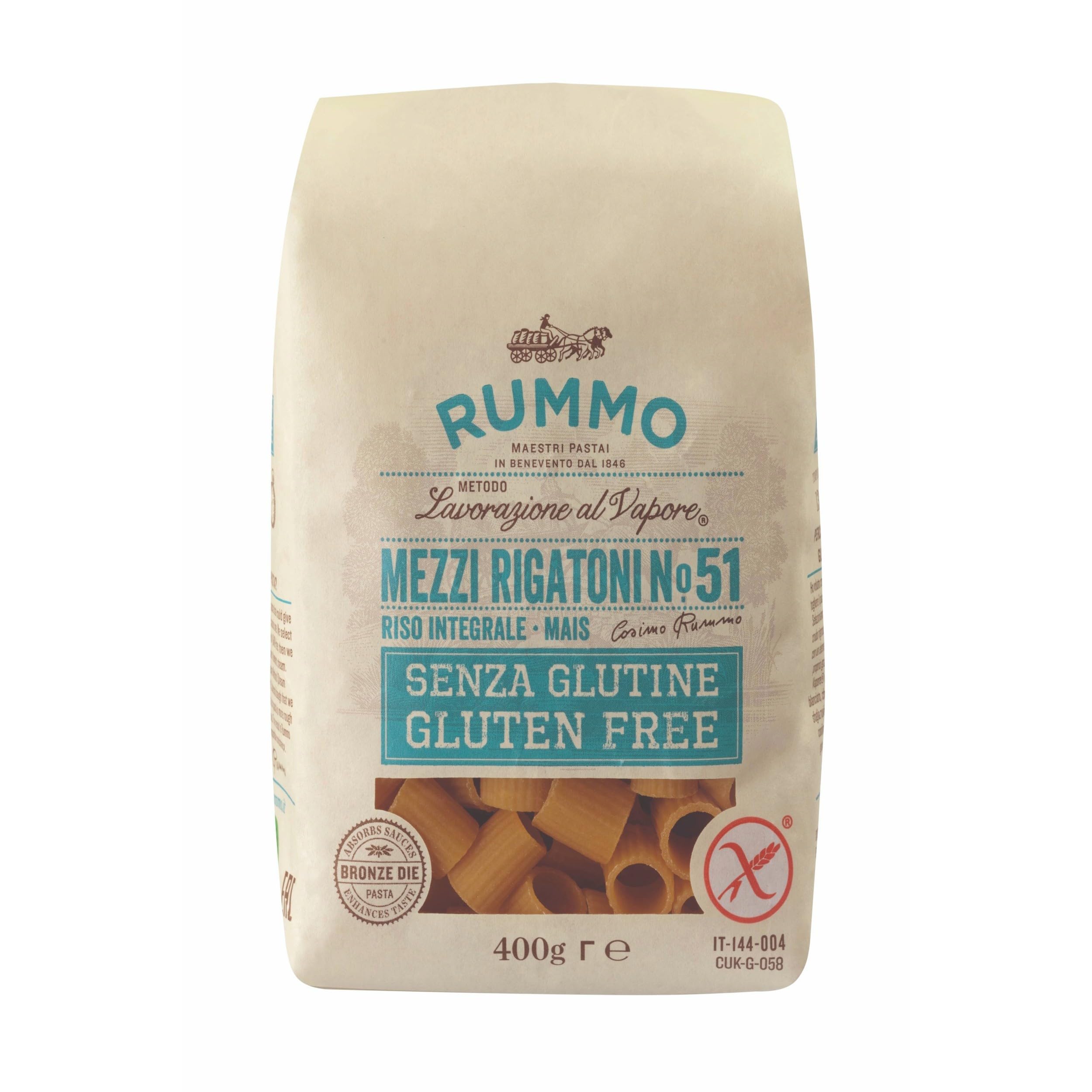 Rummo Gluten-Free Mezzi Rigatoni No. 51 – Organic Italian Pasta, Short
