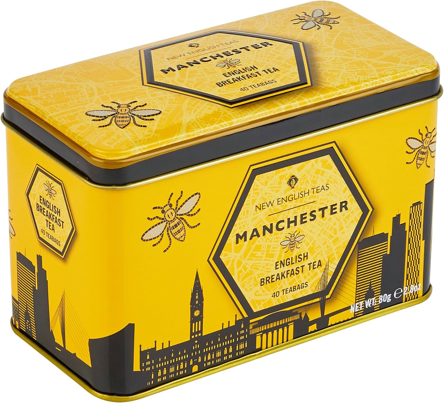 New English Teas - Manchester City Bee Tea Caddy with 40 English Break