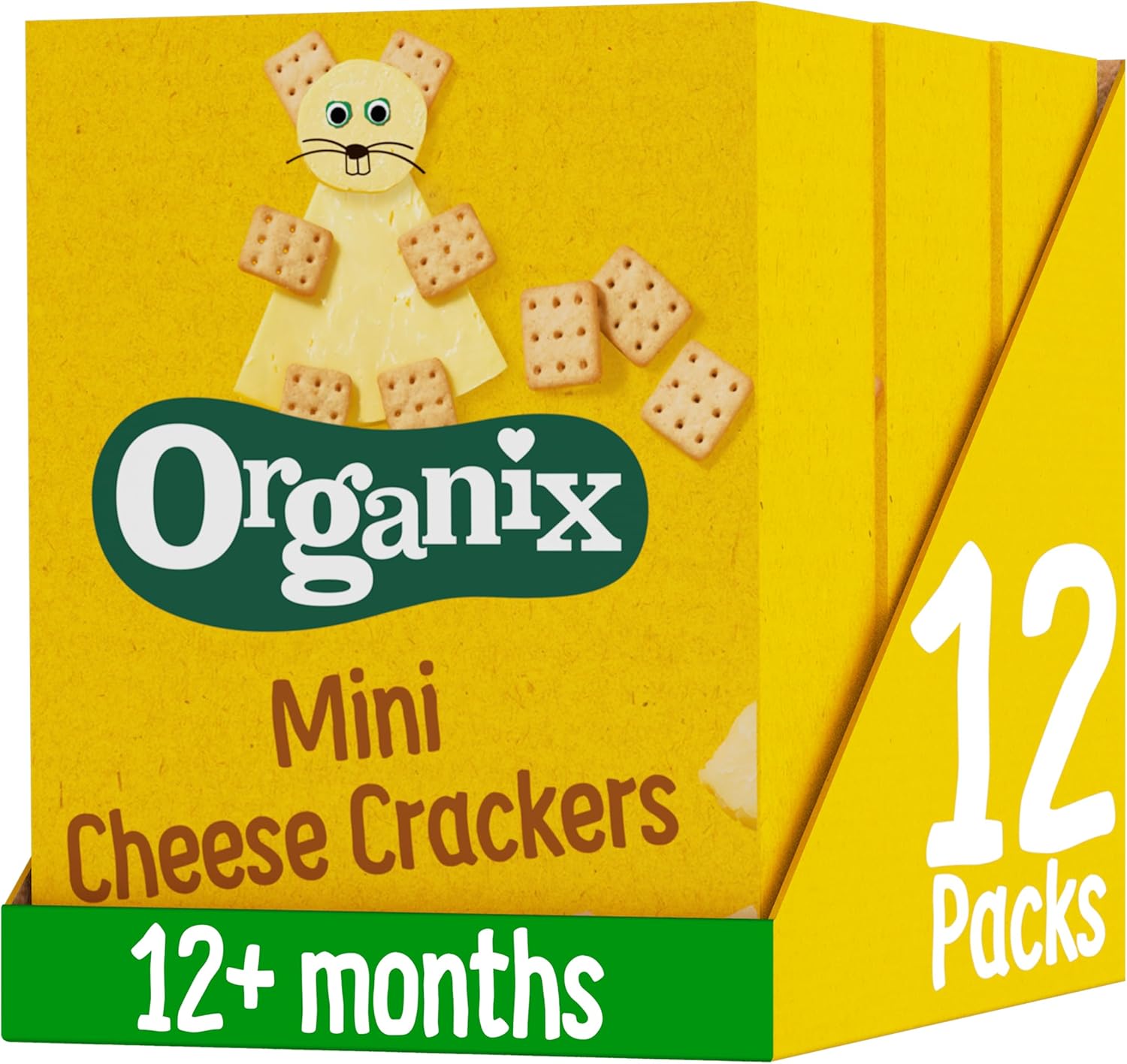 Organix Mini Organic Cheese Crackers Toddler Snack 12+ Months, 4x20g M