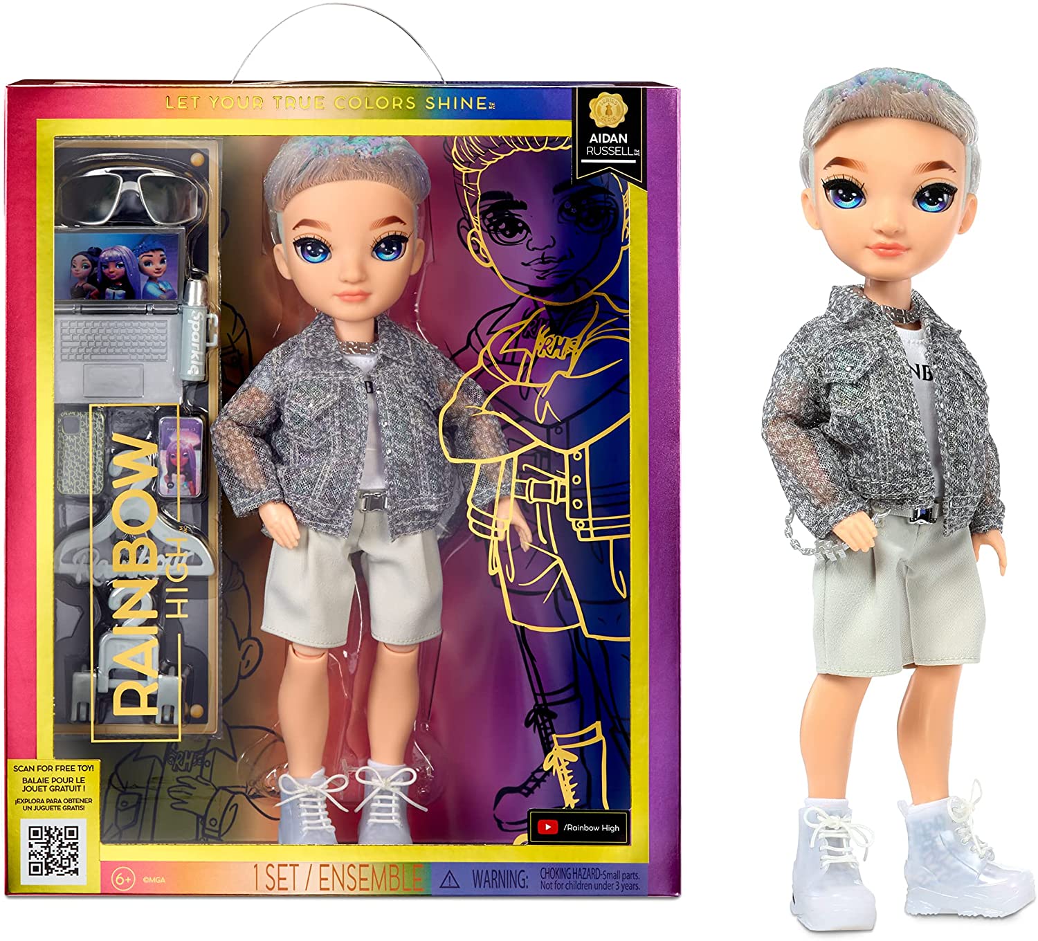 Rainbow High Fashion Doll – AIDAN RUSSEL - Purple BOY Doll – Fashionab ...